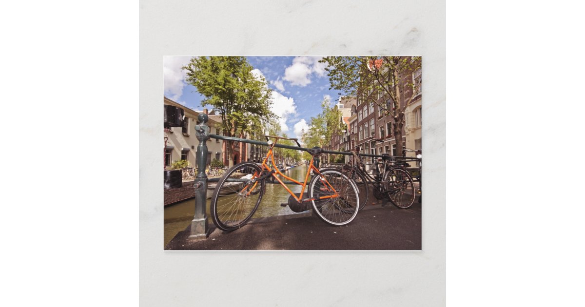 Orange bike in Amsterdam Netherlands Postcard | Zazzle