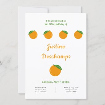 Orange Birthday Invitation | Zazzle