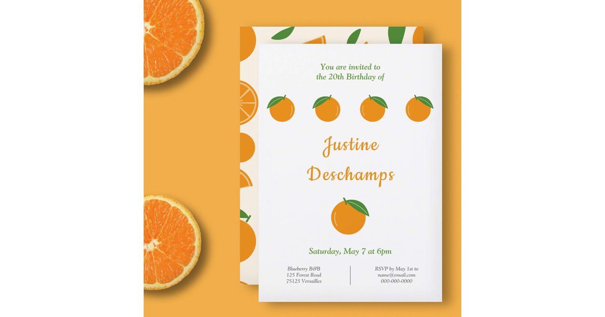 Orange Birthday Invitation | Zazzle