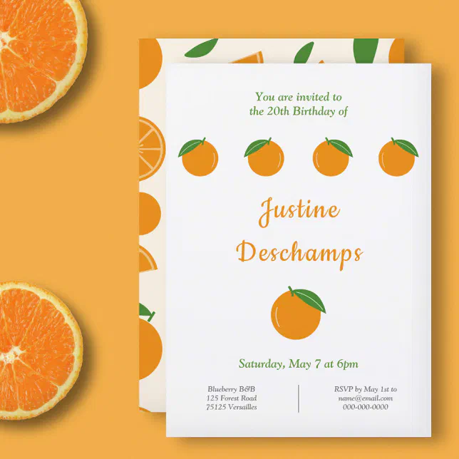Orange Birthday Invitation | Zazzle
