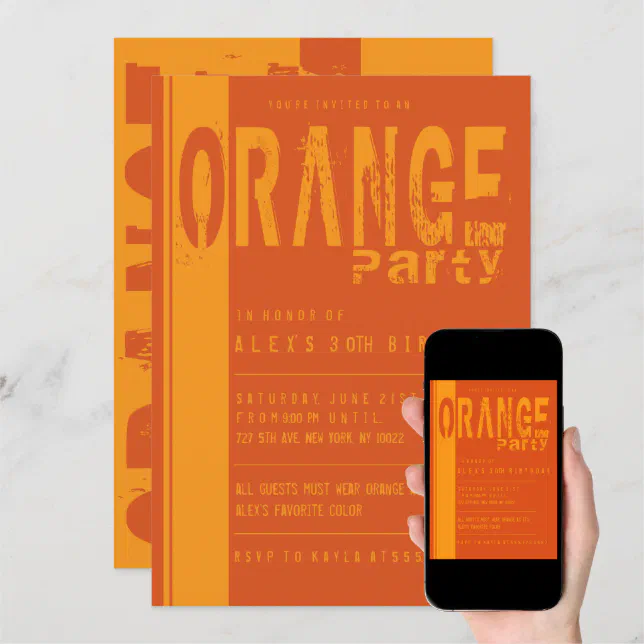 Orange Birthday Party Invitations | Zazzle