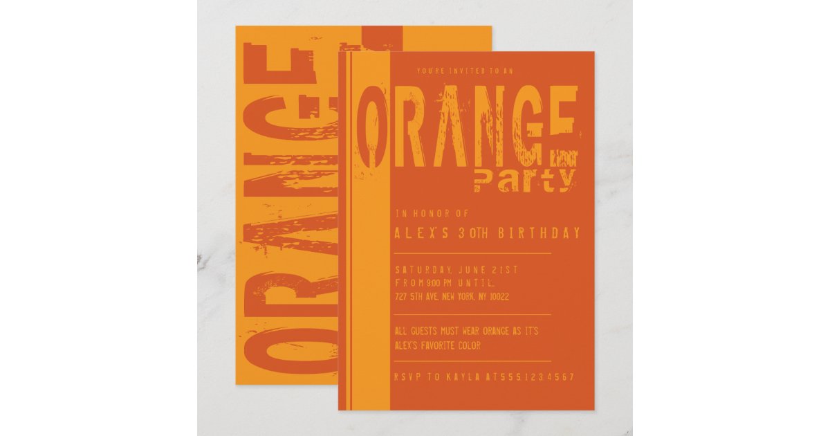 Orange Birthday Party Invitations | Zazzle
