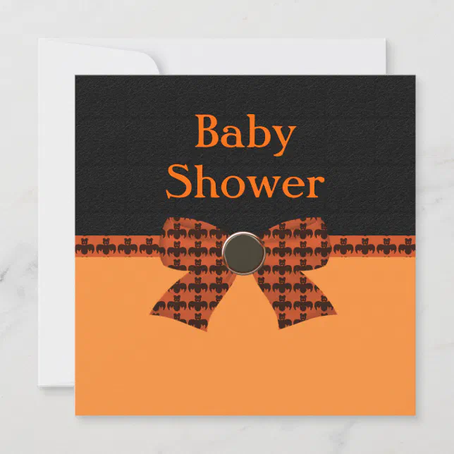 Orange & Black Bat Baby Shower Invitation | Zazzle