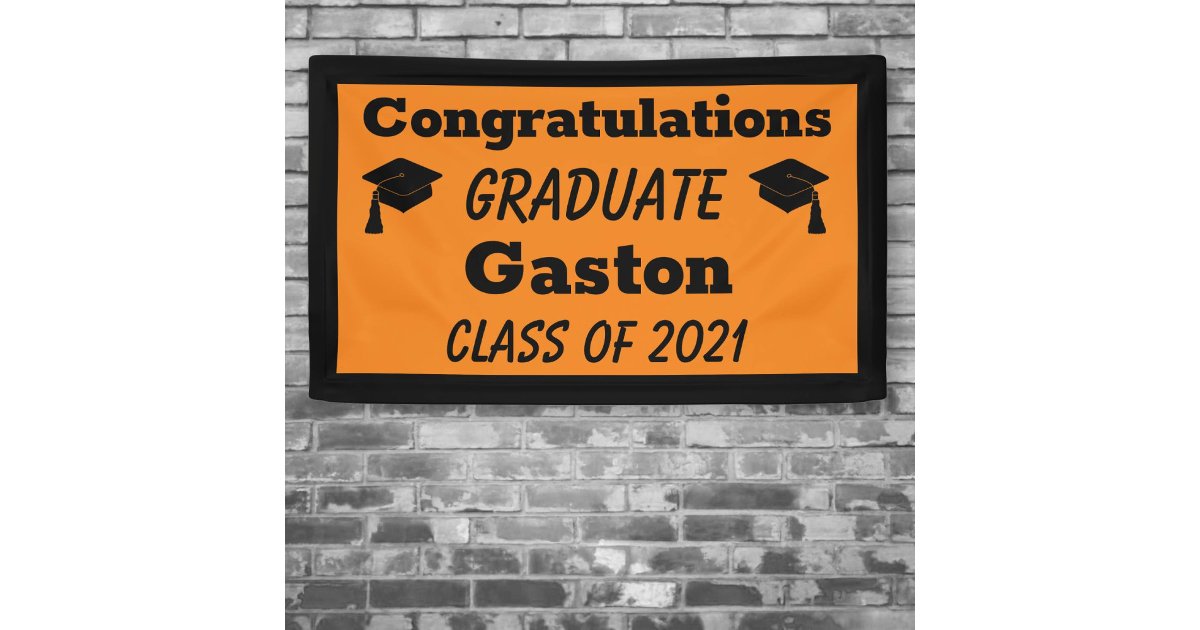 Orange Black Congratulations Graduate Graduation Banner | Zazzle