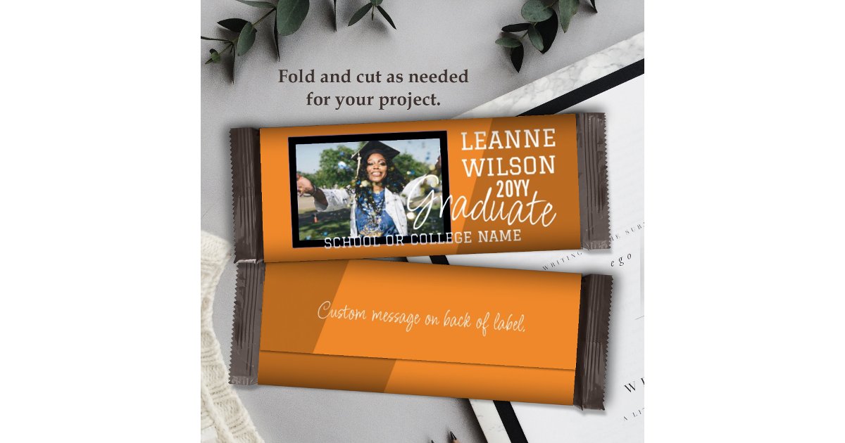 Orange Black Graduation Candy Bar Wrapper | Zazzle