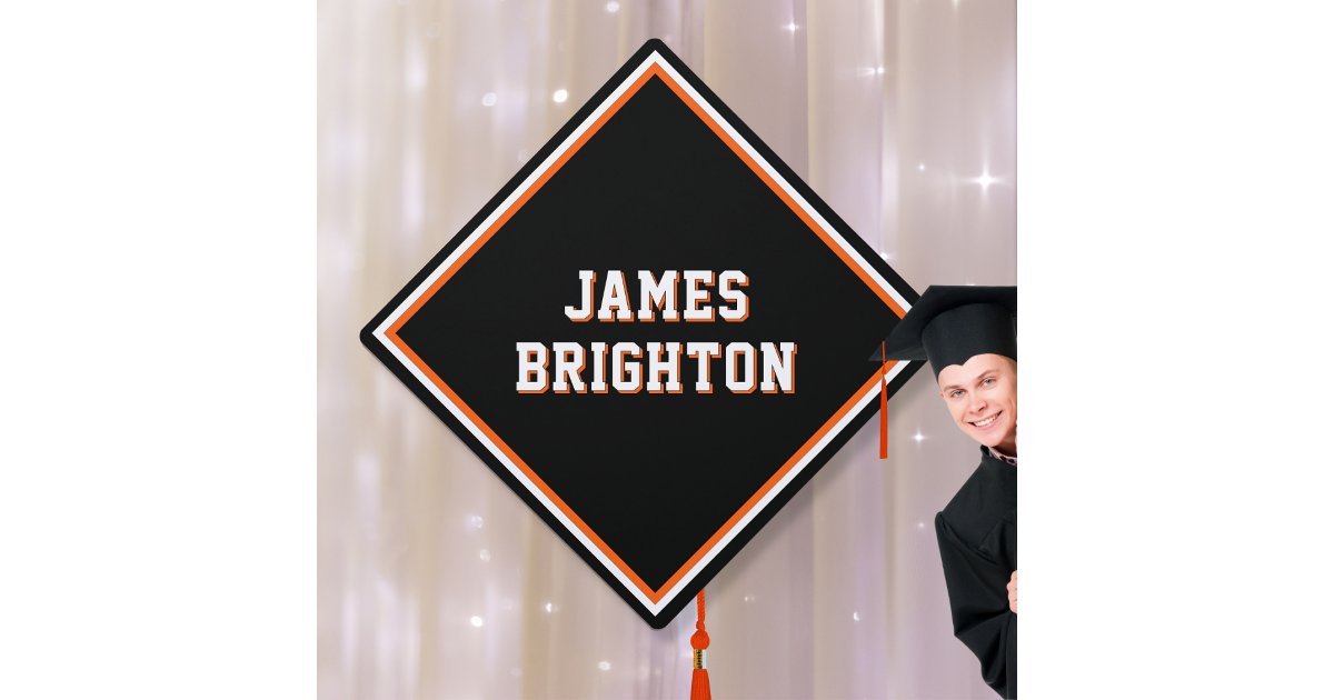 Orange Black Graduation Cap Topper | Zazzle