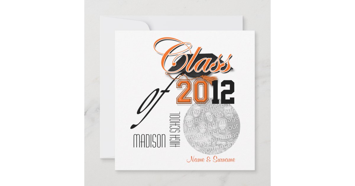 Orange black graduation "class of" template | Zazzle