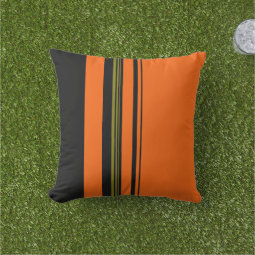 Orange Black Green Striped Pattern Throw Pillow | Zazzle