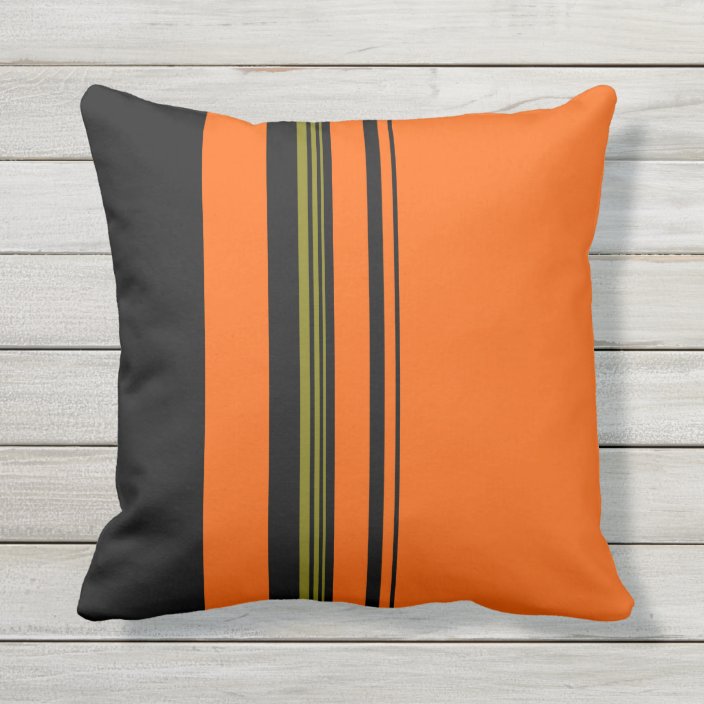 Orange Black Green Striped Pattern Throw Pillow | Zazzle.com