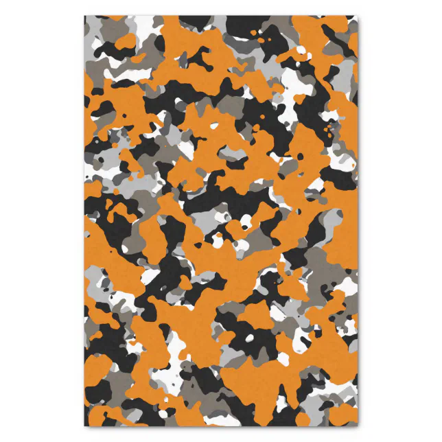 Orange Black Grey Tan Camouflage Camo Print Party Tissue Paper | Zazzle