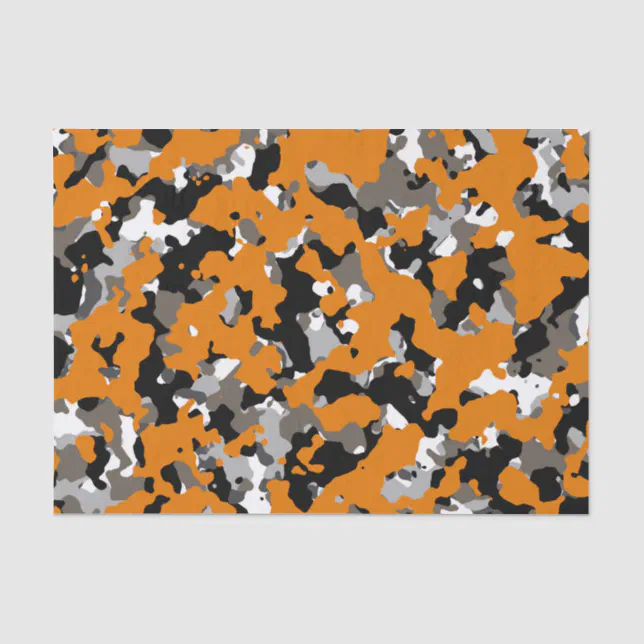 Orange Black Grey Tan Camouflage Camo Print Party Tissue Paper | Zazzle