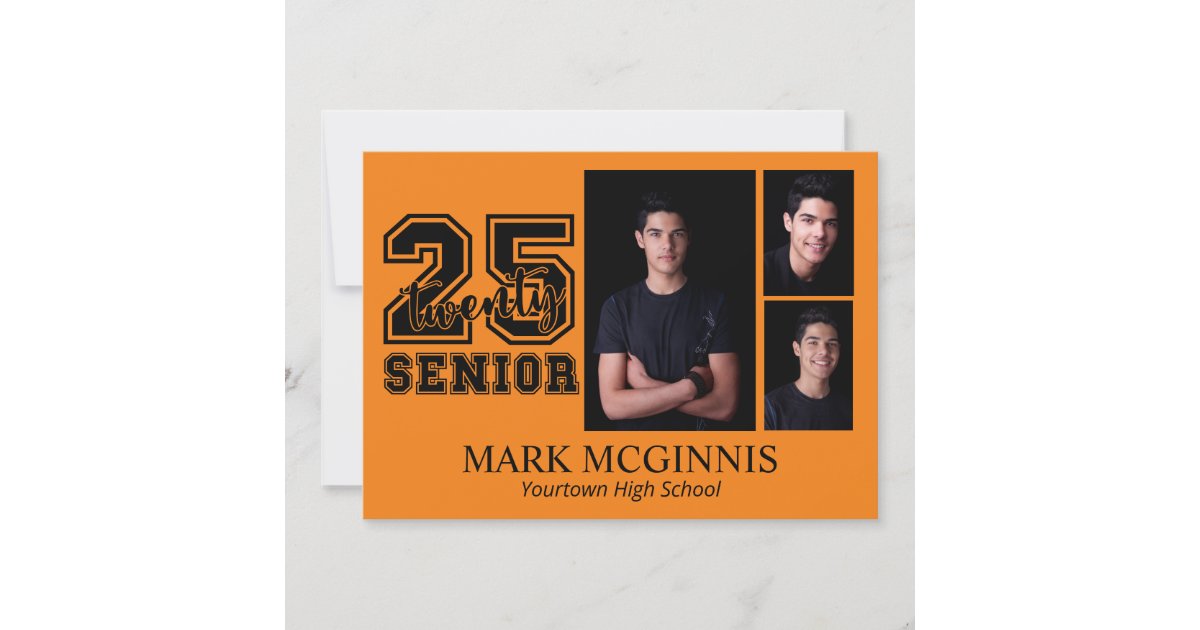 Orange Black High School Class 2025 Graduation Invitation | Zazzle