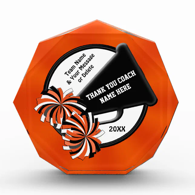 Orange, Black Personalized Gifts for a Cheer Coach | Zazzle