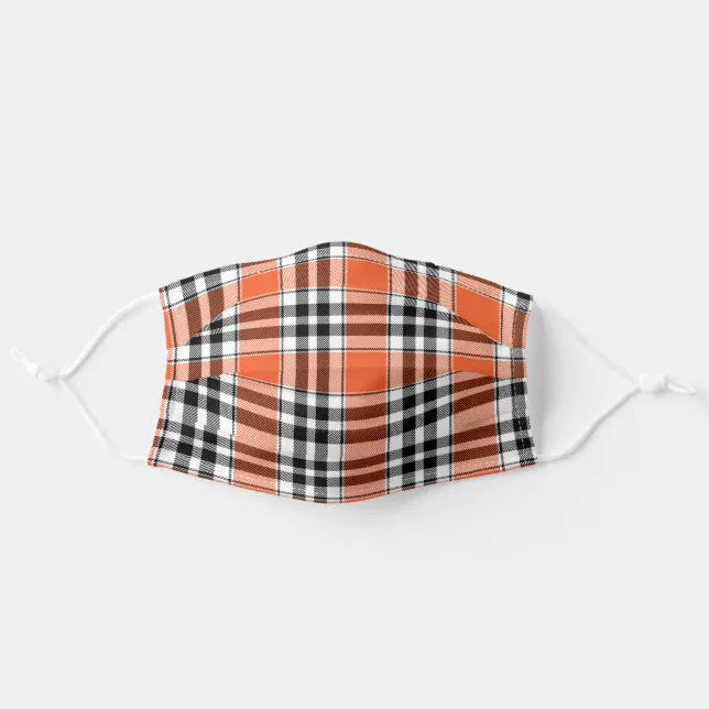 Orange Black Plaid Halloween Face Mask For Her | Zazzle