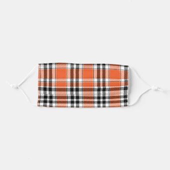 Orange Black Plaid Halloween Face Mask For Her | Zazzle