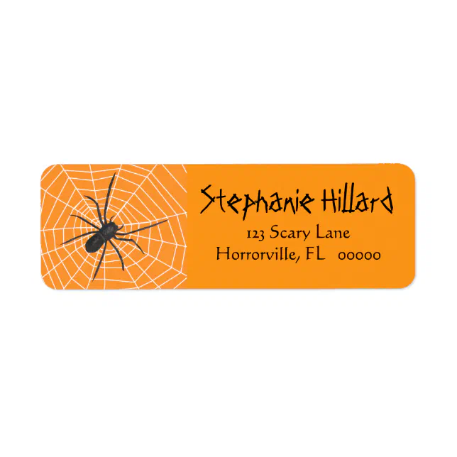 Orange/Black Spider Halloween Label | Zazzle