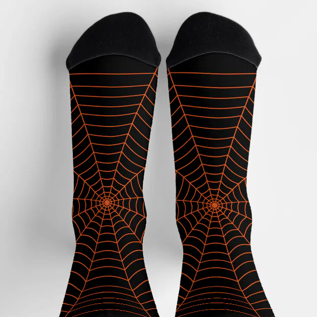 Orange black spider web Halloween pattern Socks | Zazzle
