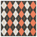 Orange Black White Diamond Pattern Fabric | Zazzle