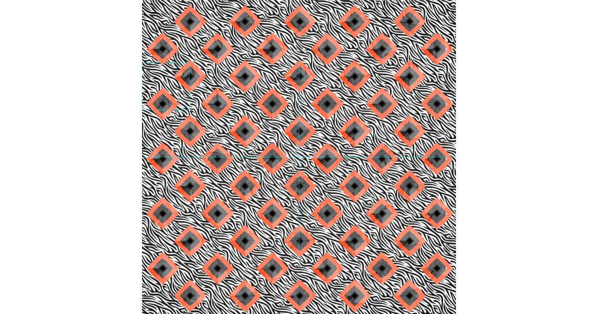 Orange Black White Diamond Pattern Fabric | Zazzle