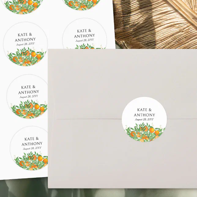 Orange Blossom Citrus Fruit Wedding Classic Round Sticker | Zazzle