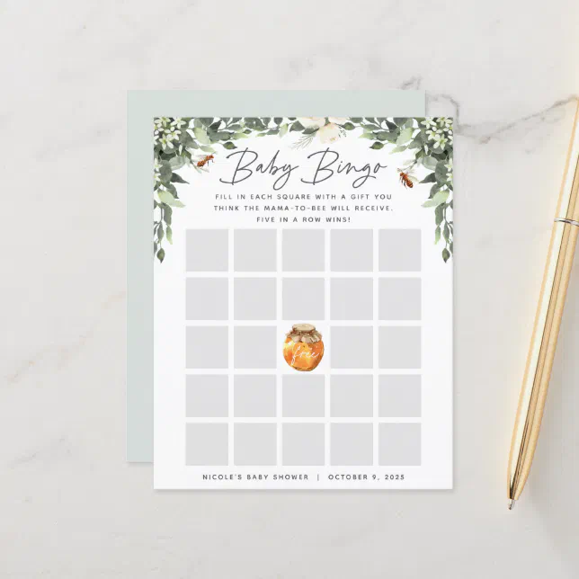 Orange Blossom Honey Bee Baby Shower Bingo Game | Zazzle