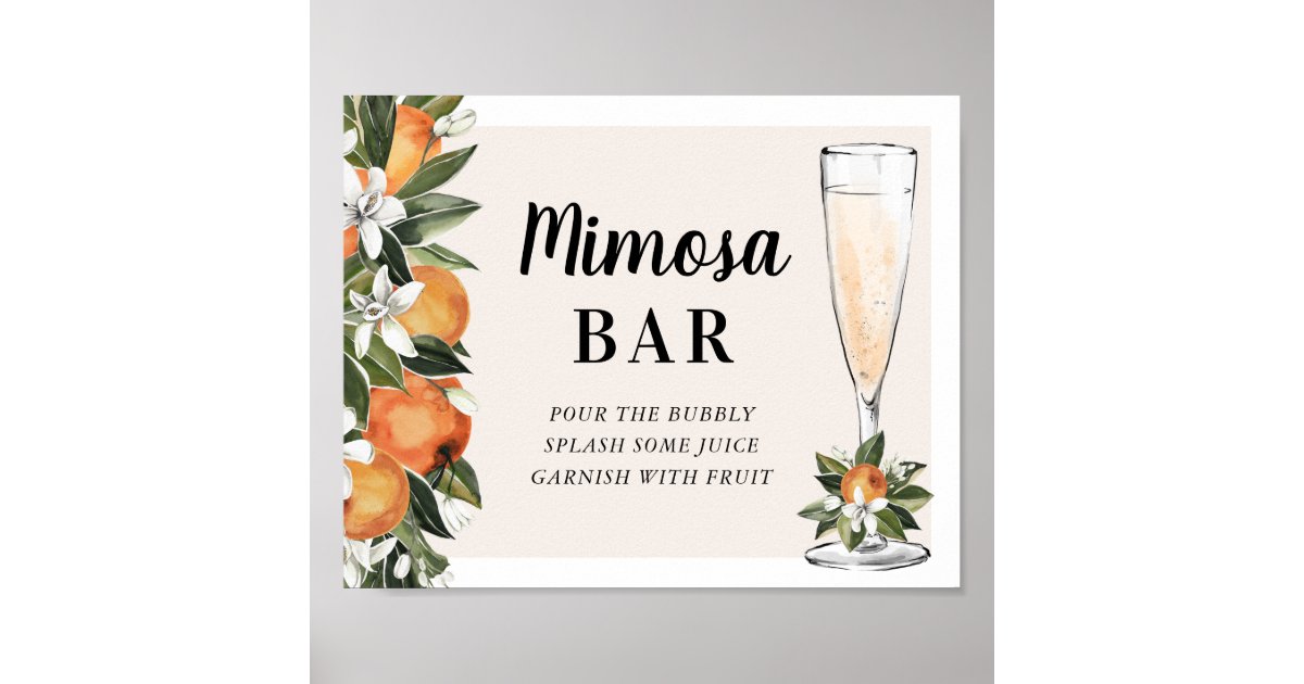 Orange Blossom Mimosa Bar Shower Sign | Zazzle