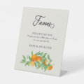Orange Blossom Wedding Favor Table Pedestal Sign | Zazzle
