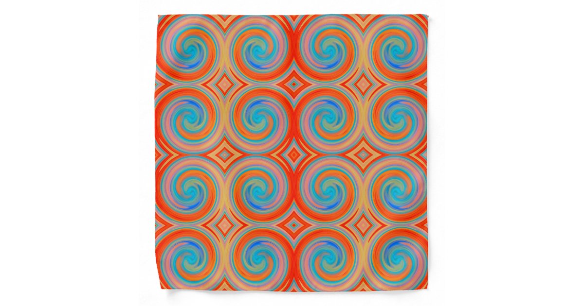 Orange Blue Abstract Swirl Pattern Bandana | Zazzle