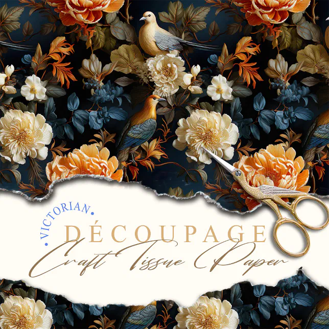 Orange Blue and Cream Georgian Inspired Bohemian Tissue Paper | Zazzle