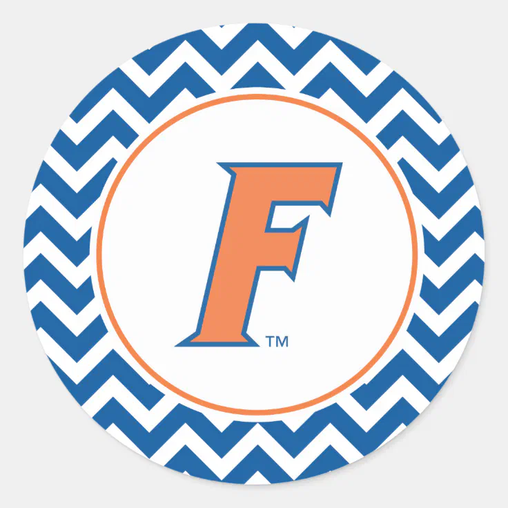Orange & Blue Florida F Logo Classic Round Sticker | Zazzle