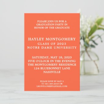Orange Blue Photo Graduation Invitation | Zazzle