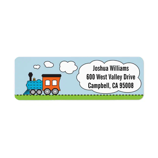 Orange/Blue Train Address Labels | Zazzle