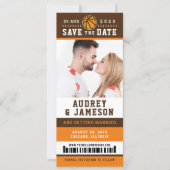 Orange Brown Basketball Save The Date Ticket Invitation | Zazzle
