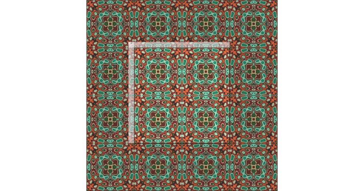 Orange Brown Red Turquoise Green Orient Bali Art Fabric | Zazzle