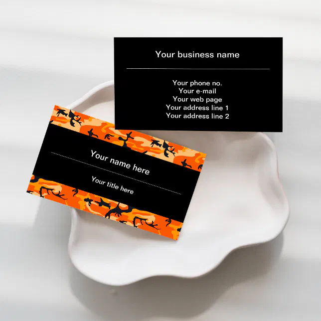 Orange Camouflage, Military, Army Business Card | Zazzle