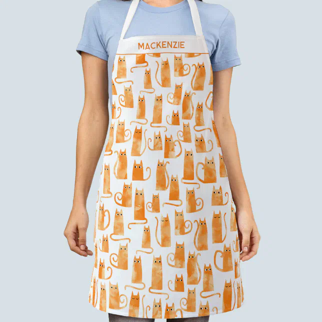 Orange Cat Personalized Apron | Zazzle