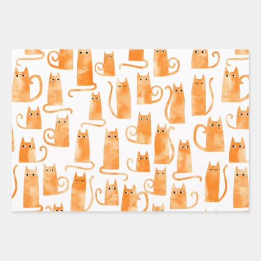 Orange Cat Wrapping Paper Sheets | Zazzle
