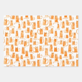 Orange Cat Wrapping Paper Sheets | Zazzle