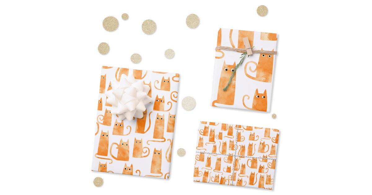 Orange Cat Wrapping Paper Sheets | Zazzle