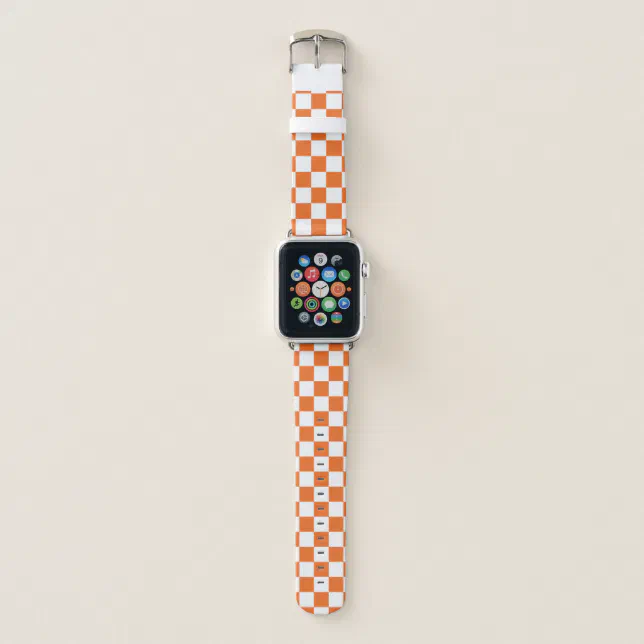 Orange Checkerboard Apple Watch Band | Zazzle