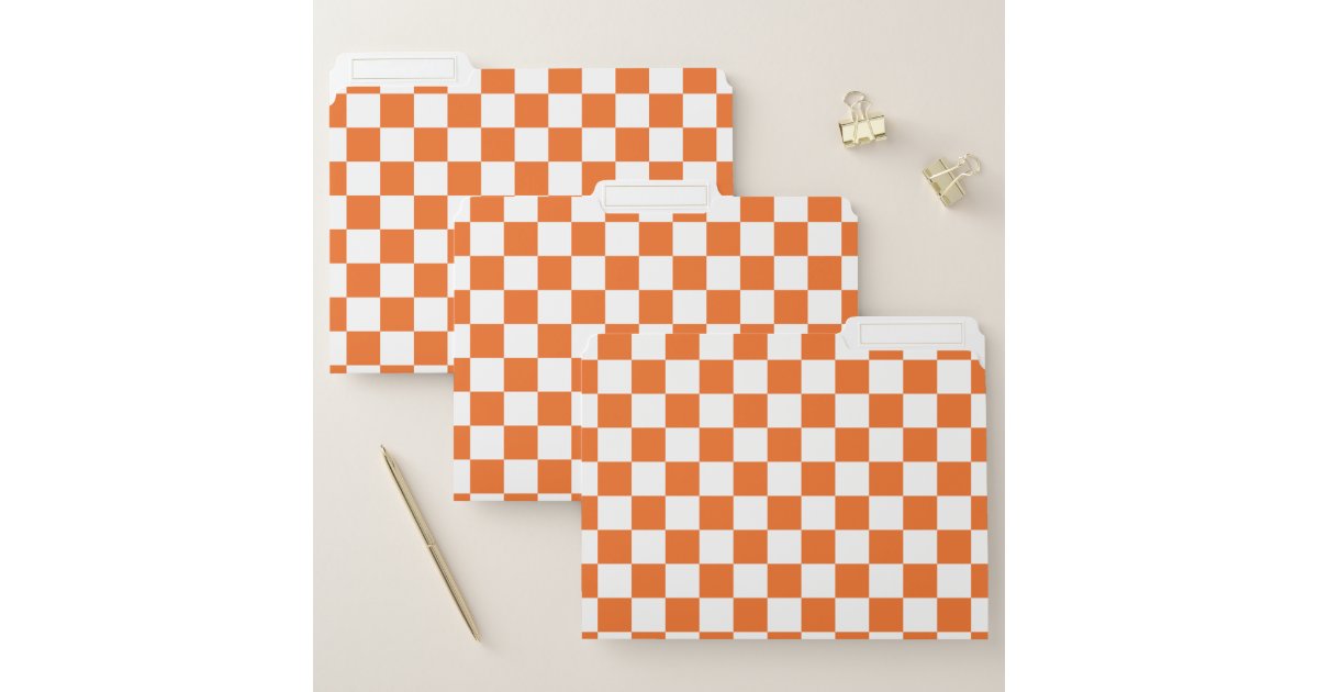 Orange Checkerboard File Folder | Zazzle