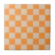 Orange Checkered Gingham Pattern Ceramic Tile | Zazzle