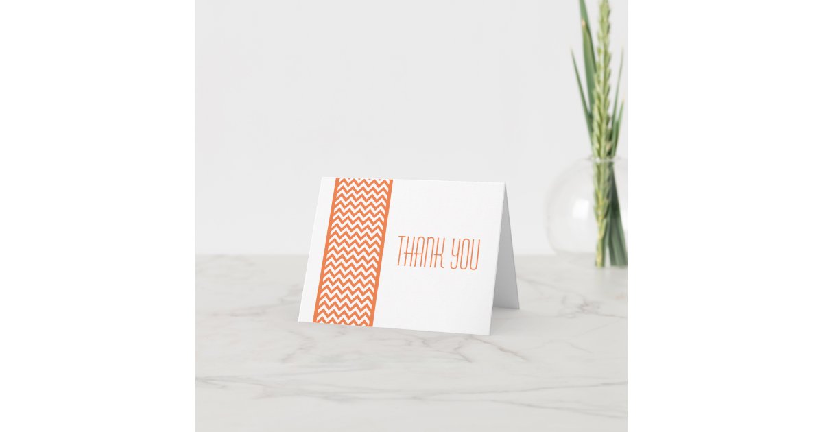 Orange Chevron Border Thank You Card | Zazzle