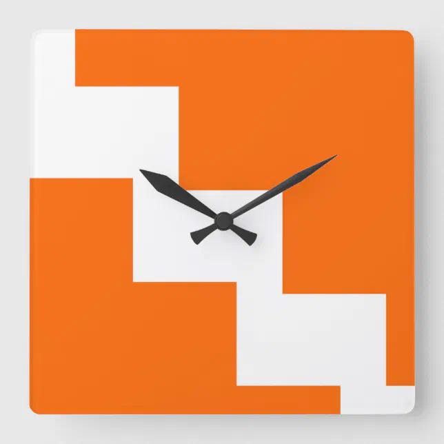 Orange Chevron Wall Clock | Zazzle