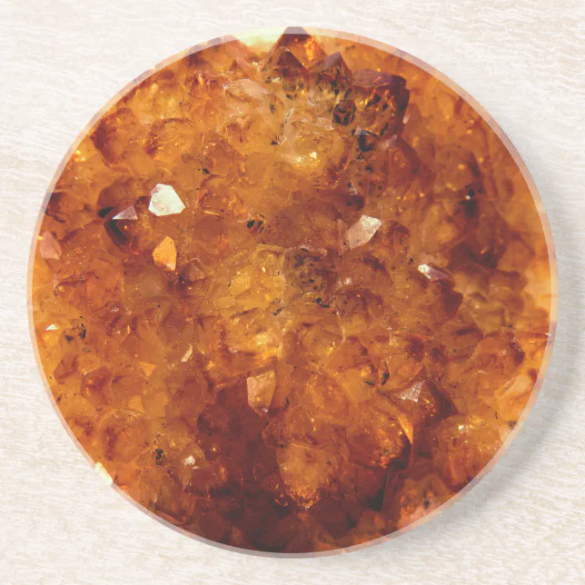 Orange Citrine Crystals Sandstone Coaster | Zazzle