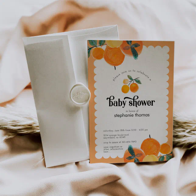 Orange Citrus Baby Shower Invitation | Zazzle