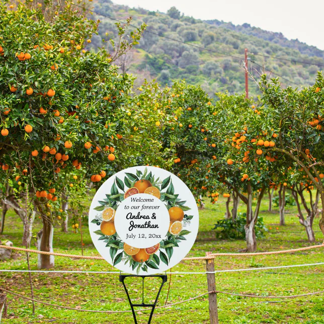 Orange Citrus Blossom Wedding Welcome Sign | Zazzle