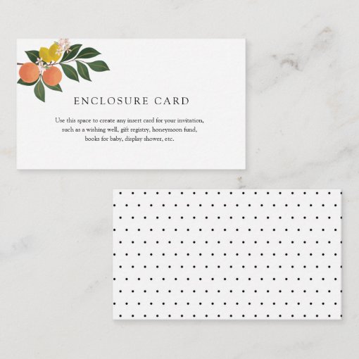 Orange Citrus Enclosure Card | Zazzle