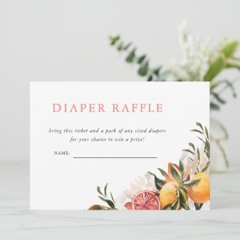 Orange Citrus Floral Botanical | Diaper Raffle Invitation | Zazzle