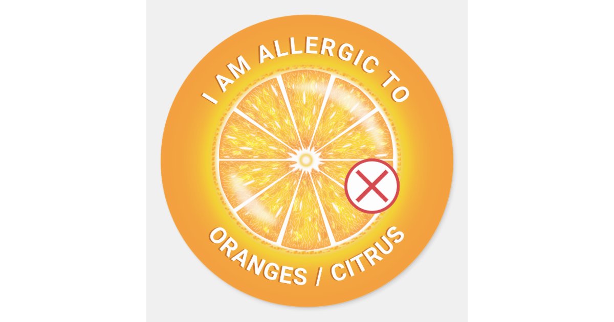 Orange Citrus Fruit Food Allergy Awareness Classic Round Sticker | Zazzle